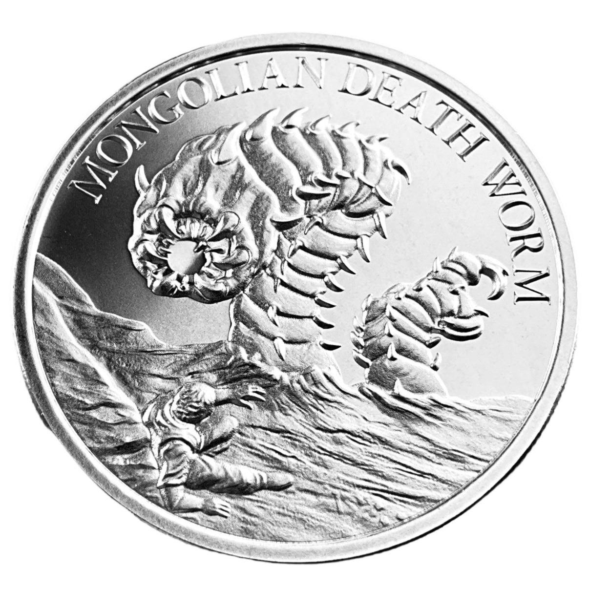 1 ozt Mongolian Death Worm 999 Silver Round – Northshore Gold and Silver